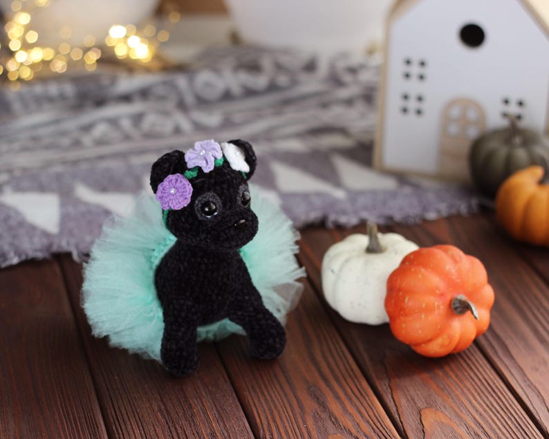 Crochet Black Pug Toy, Handmade Amigurumi Dog Gift, Cute Puppy Plush ...