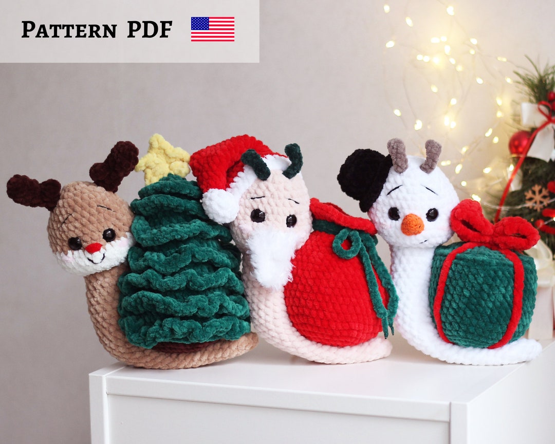 PATTERN. Crochet Christmas Snail Pattern, Amigurumi Snail, DIY ...