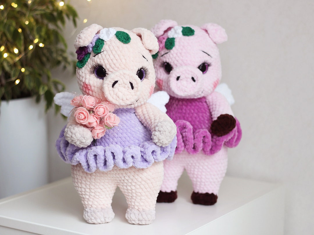 Cute Plush Pig Toy. Flying Pig. Fairy Pig Doll. Crochet Plush Pig. Gift ...