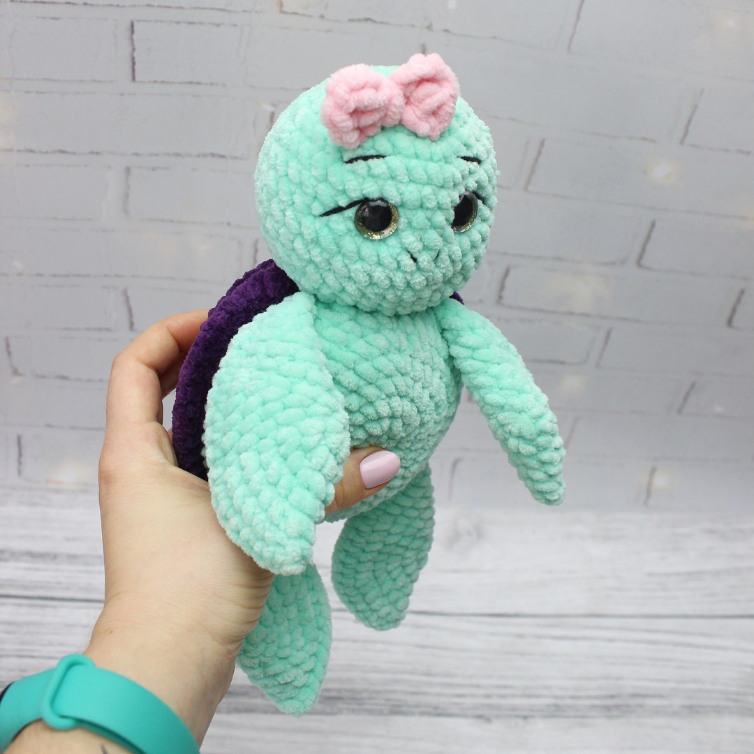 Handmade Plush Crochet Turtle Toy – Soft Amigurumi Sea Animal Gift for ...