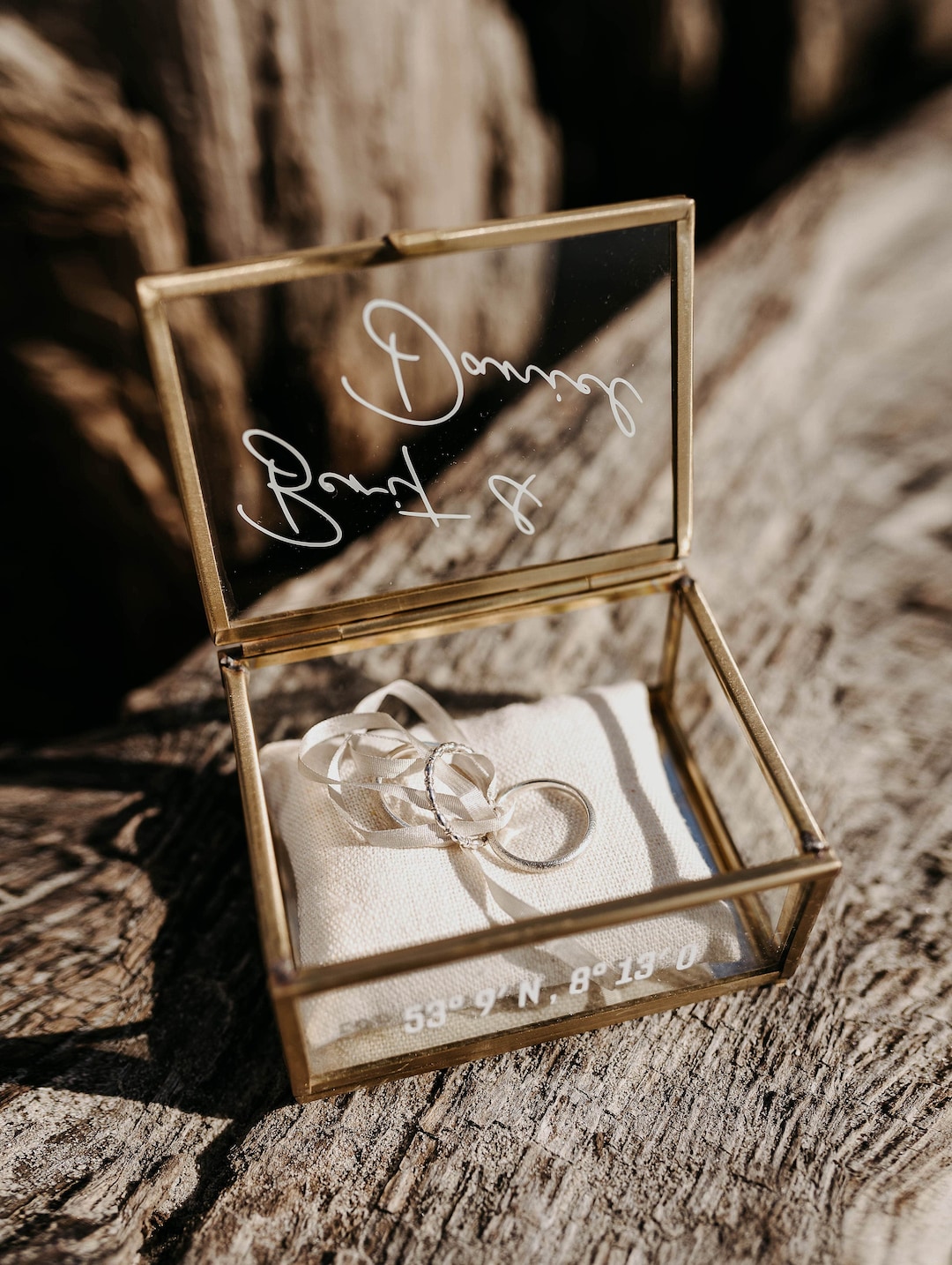 Ring Box Gold | Ring Box Made of Glass Square | Personalized for the ...