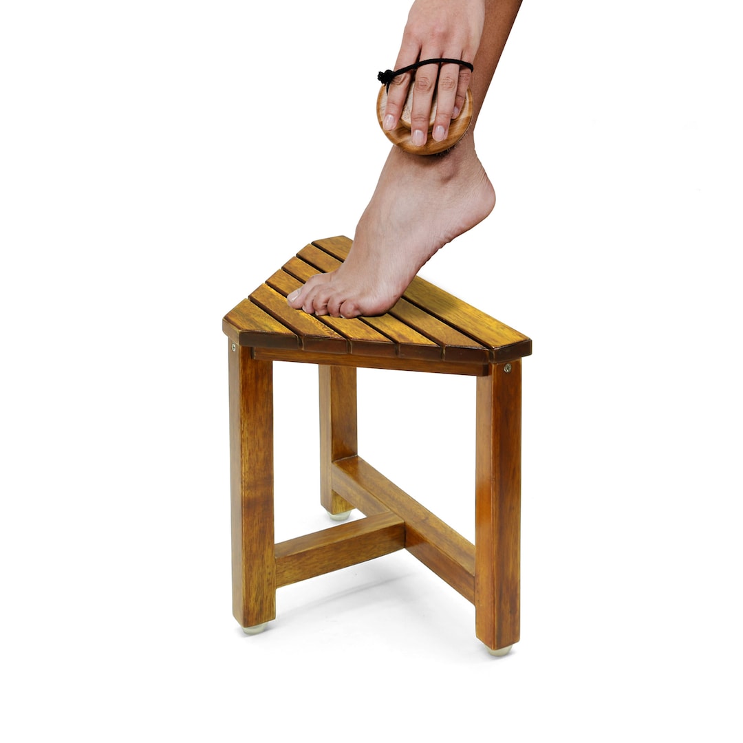 Wooden Bathroom Step Stool Shower Stool for Shaving Legs 12 in Small ...