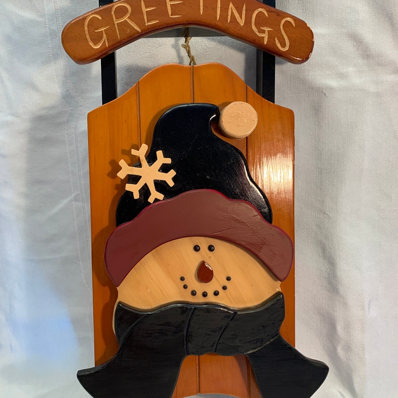 Snowman Wooden Sled - Etsy