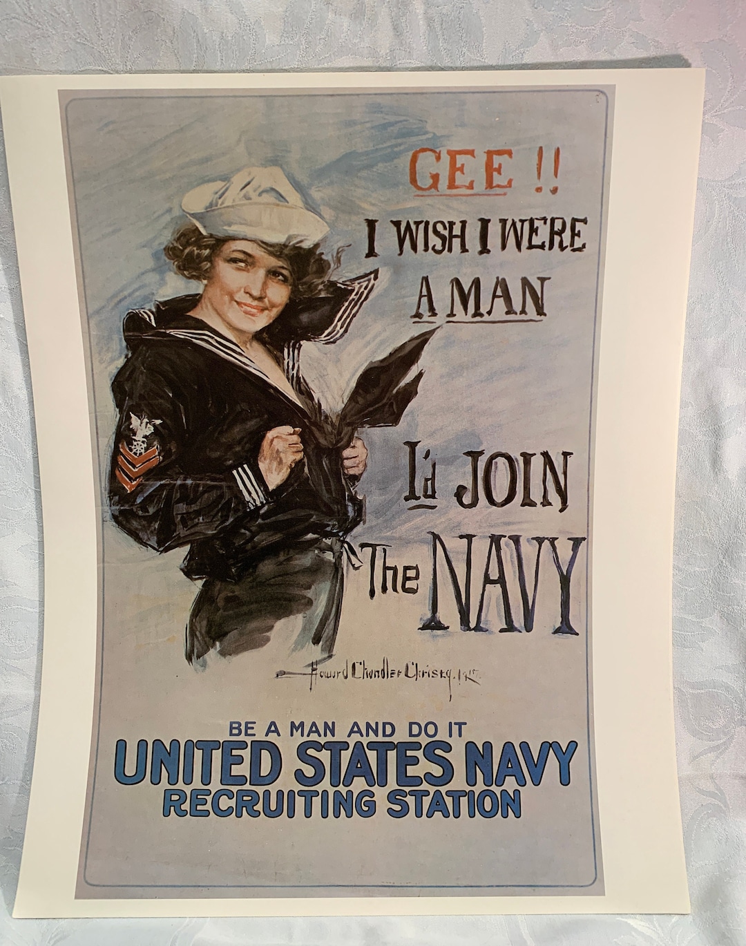 Gee I Wish I Were a Man I'd Join the Navy Recruiting Advertisement ...