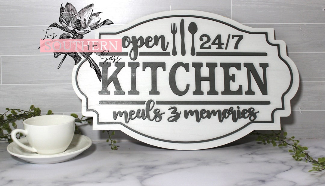 Kitchen Meals & Memories Wooden Sign, Kitchen Gifts, Kitchen Wall Decor ...