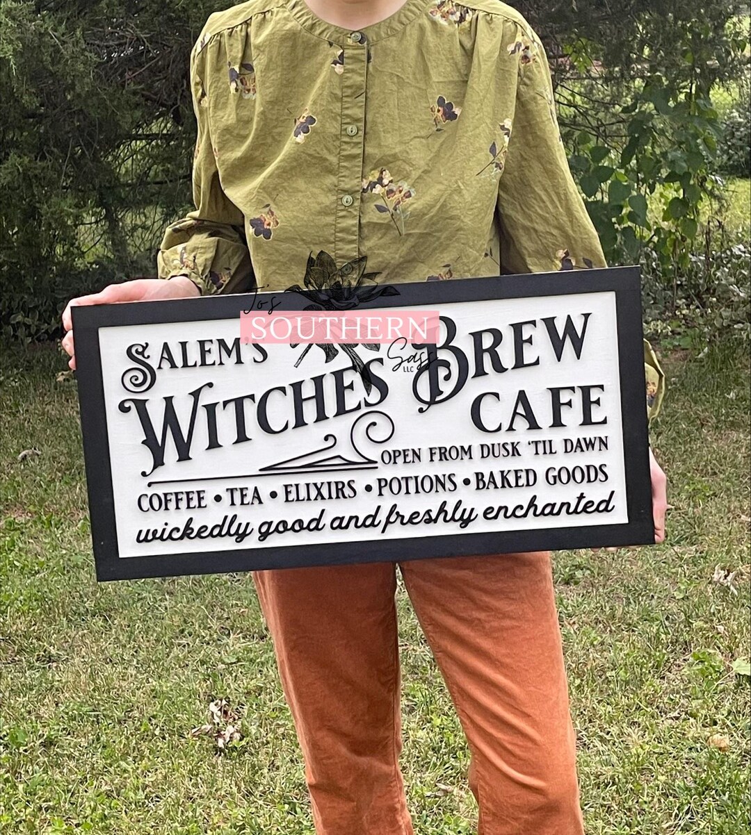 Halloween Salem's Witches Brew Cafe Wood Sign - Etsy