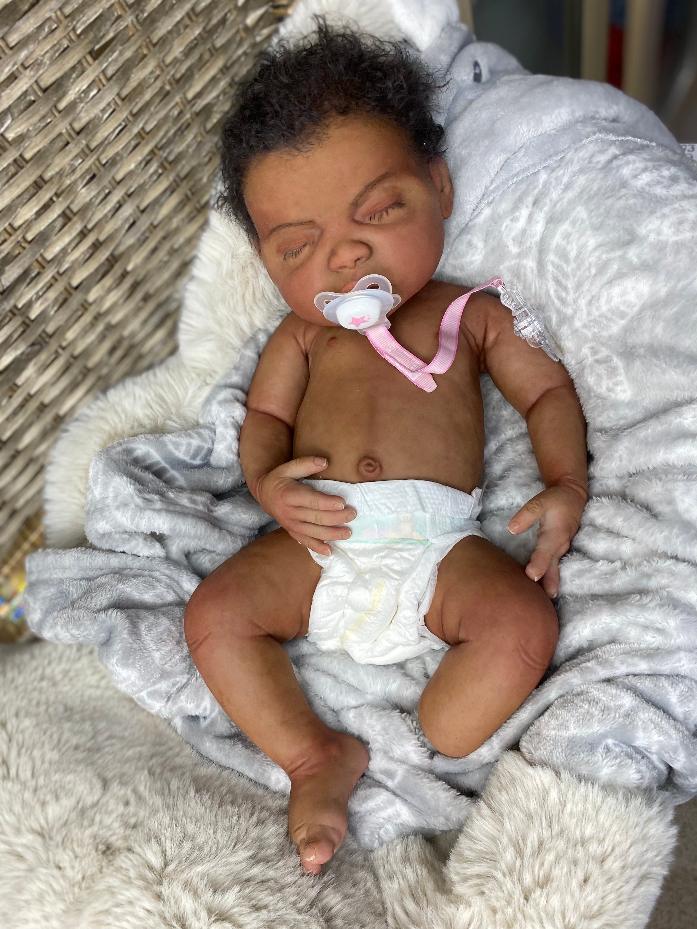 Custom Painted Full Body Silicone Baby Girl Indigo Closed Eyes in Super ...