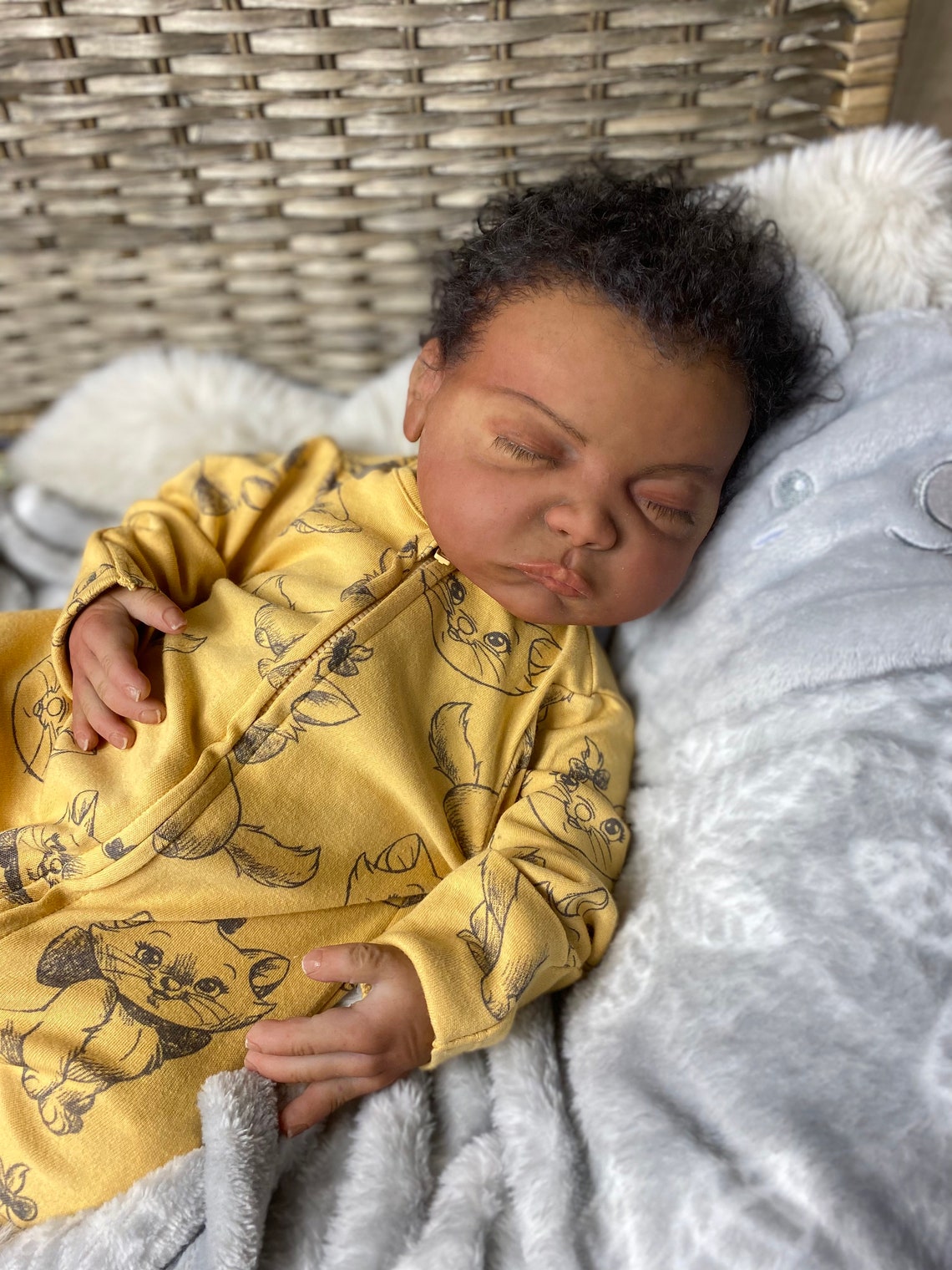 Custom Painted Full Body Silicone Baby Girl Indigo Closed Eyes in Super ...