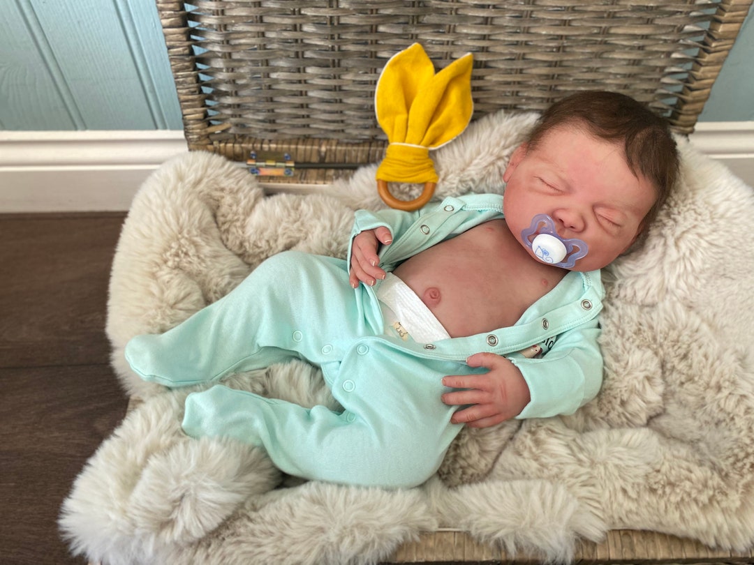 Custom Painted Full Body Silicone Baby Indigo Closed Eyes in Super Soft ...