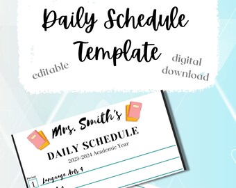 Daily Schedule Template JPG - Etsy