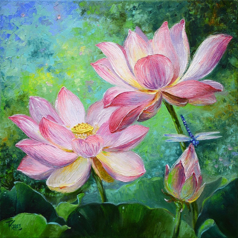 Lotus Painting - Etsy