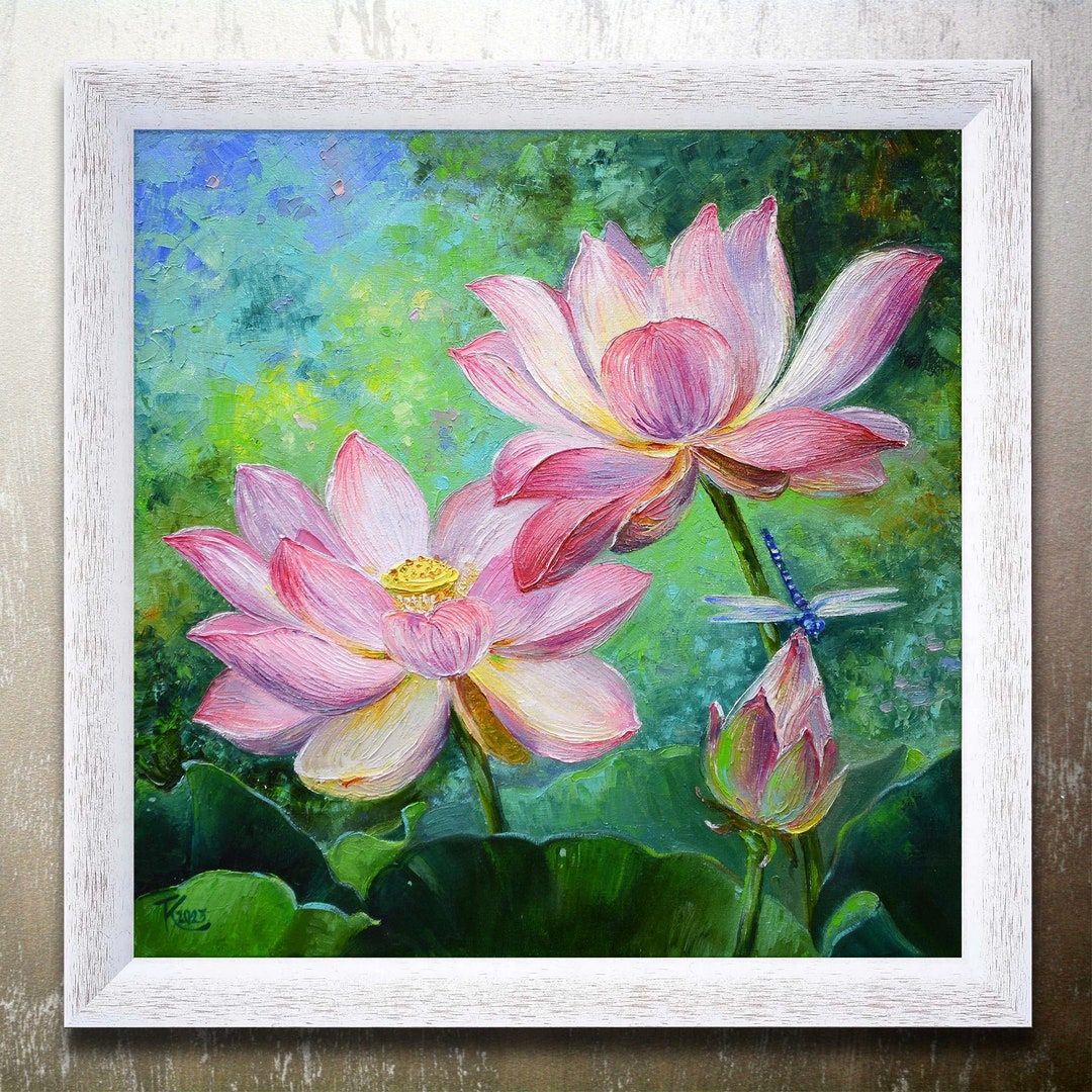 Pink Lotus Painting Lotus Flower Art Lotus Flower Wall Art - Etsy