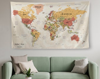 World Map Tapestry | Etsy