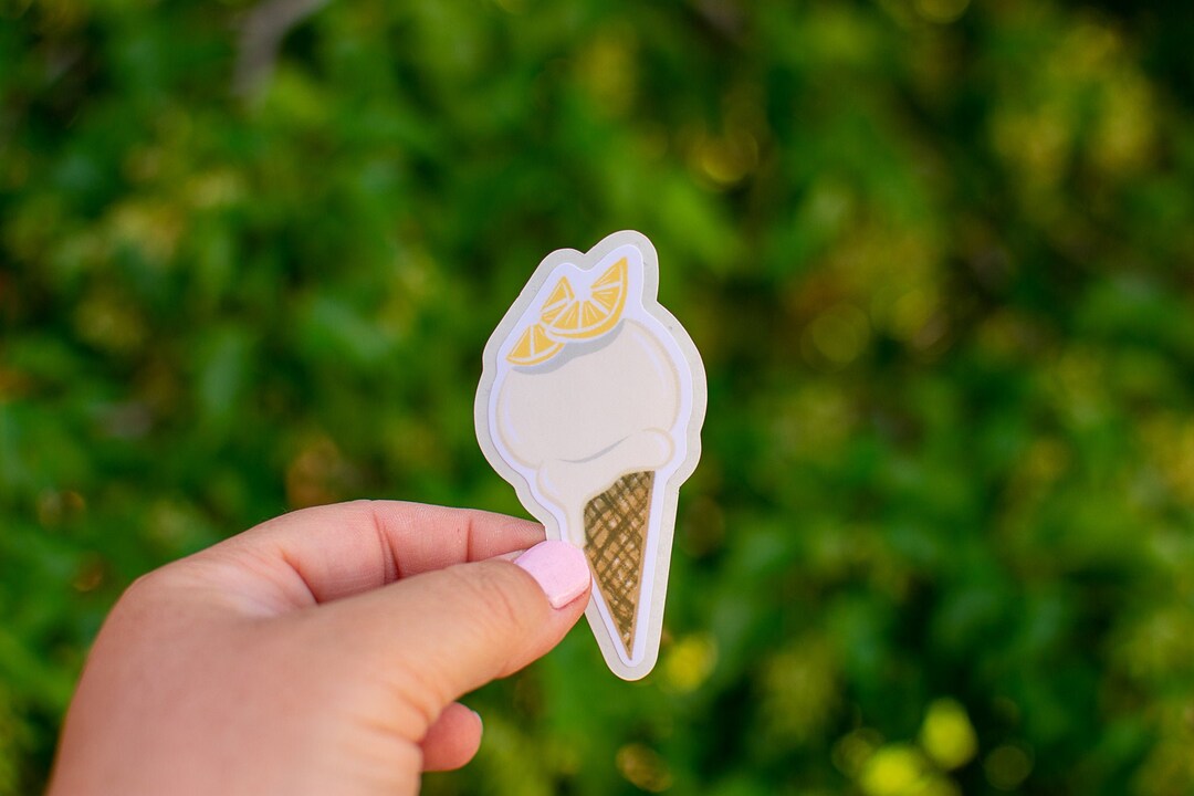 Cute Lemon Ice Cream Cone Scoop Sticker, Summer Dessert Stickers, Sweet ...