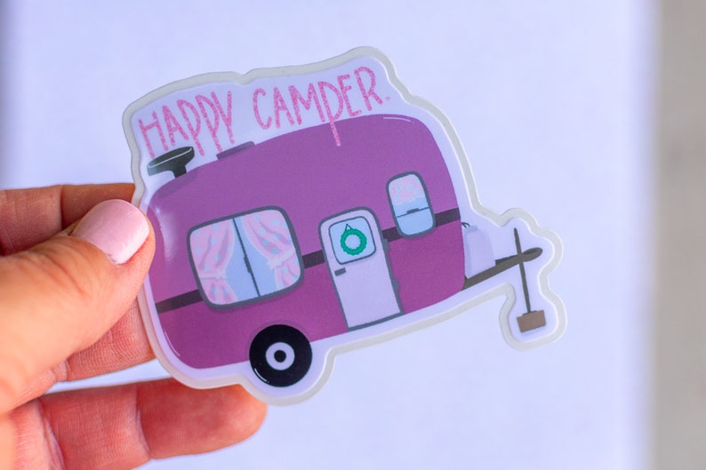 Happy Camper Sticker Cute Camper Sticker Travel Trailer - Etsy
