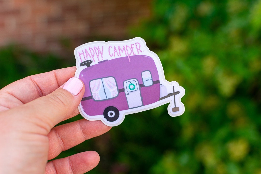 Happy Camper Sticker, Cute Camper Sticker, Travel Trailer Sticker ...