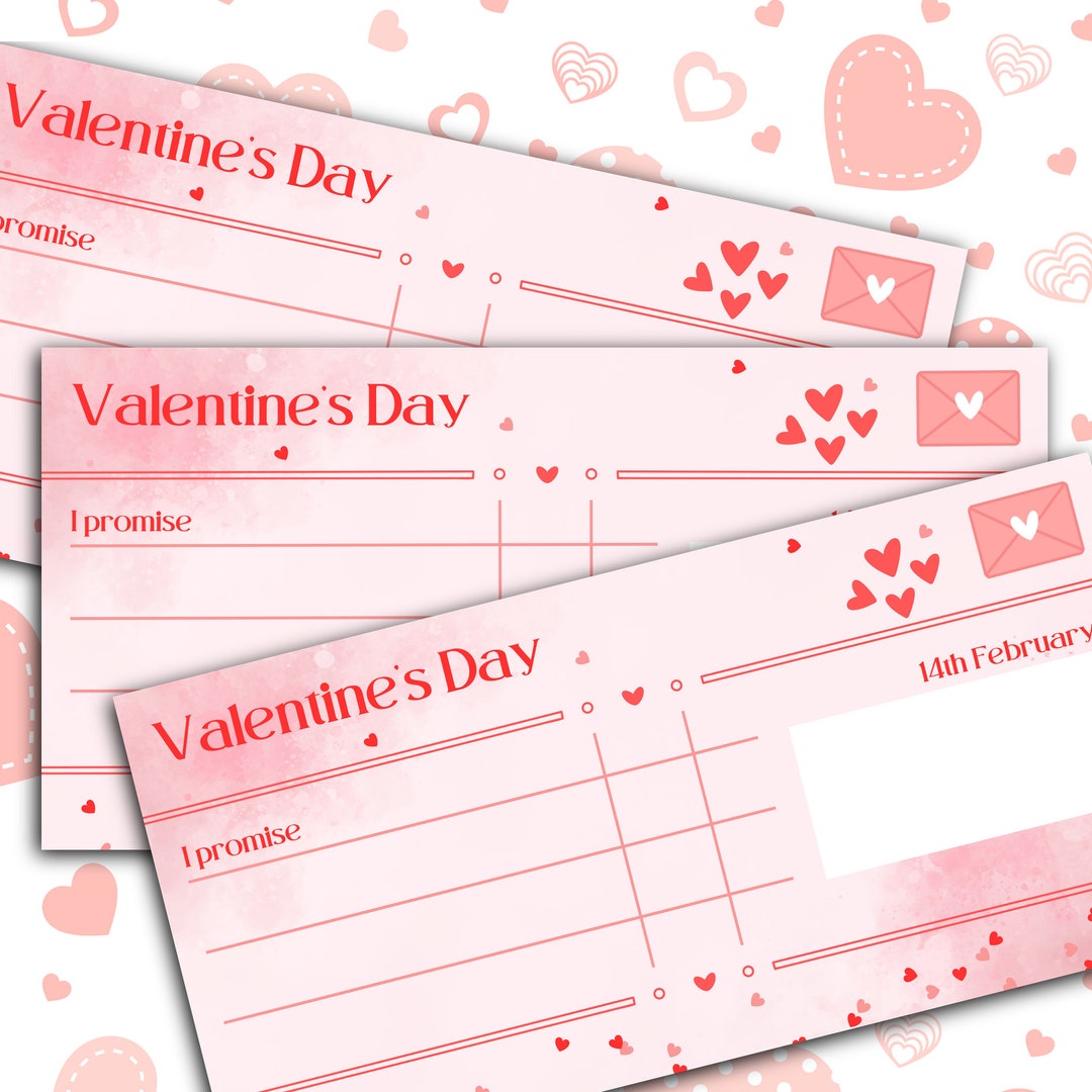 Valentine's Love Cheques Instant Download Printable PDF - Etsy