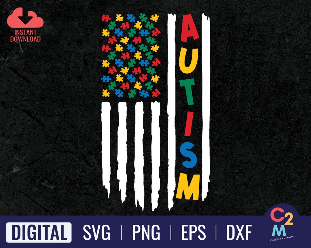 Autism American Flag | American Flag Autism Svg | Autism Awareness Svg ...