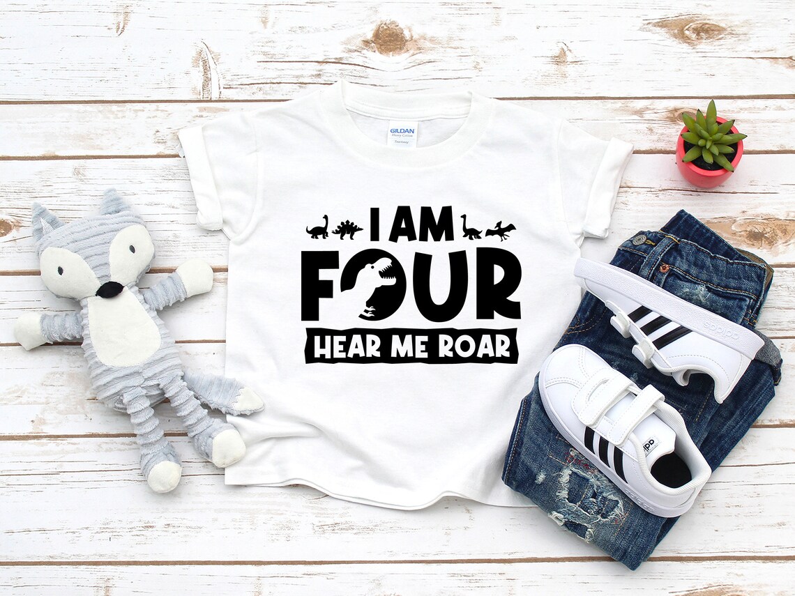 I Am Four Hear Me Roar SVG | 4th Birthday Shirt | Fourth Birthday SVG ...