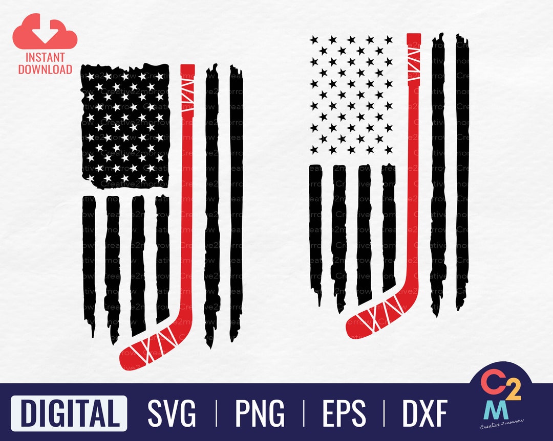 Hockey Flag SVG | American Flag | 4th of July Svg | Hockey Stick Svg ...