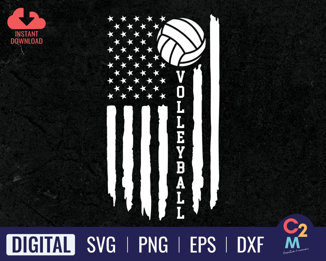 Volleyball American Flag SVG | Volleyball Flag SVG | Volleyball SVG ...