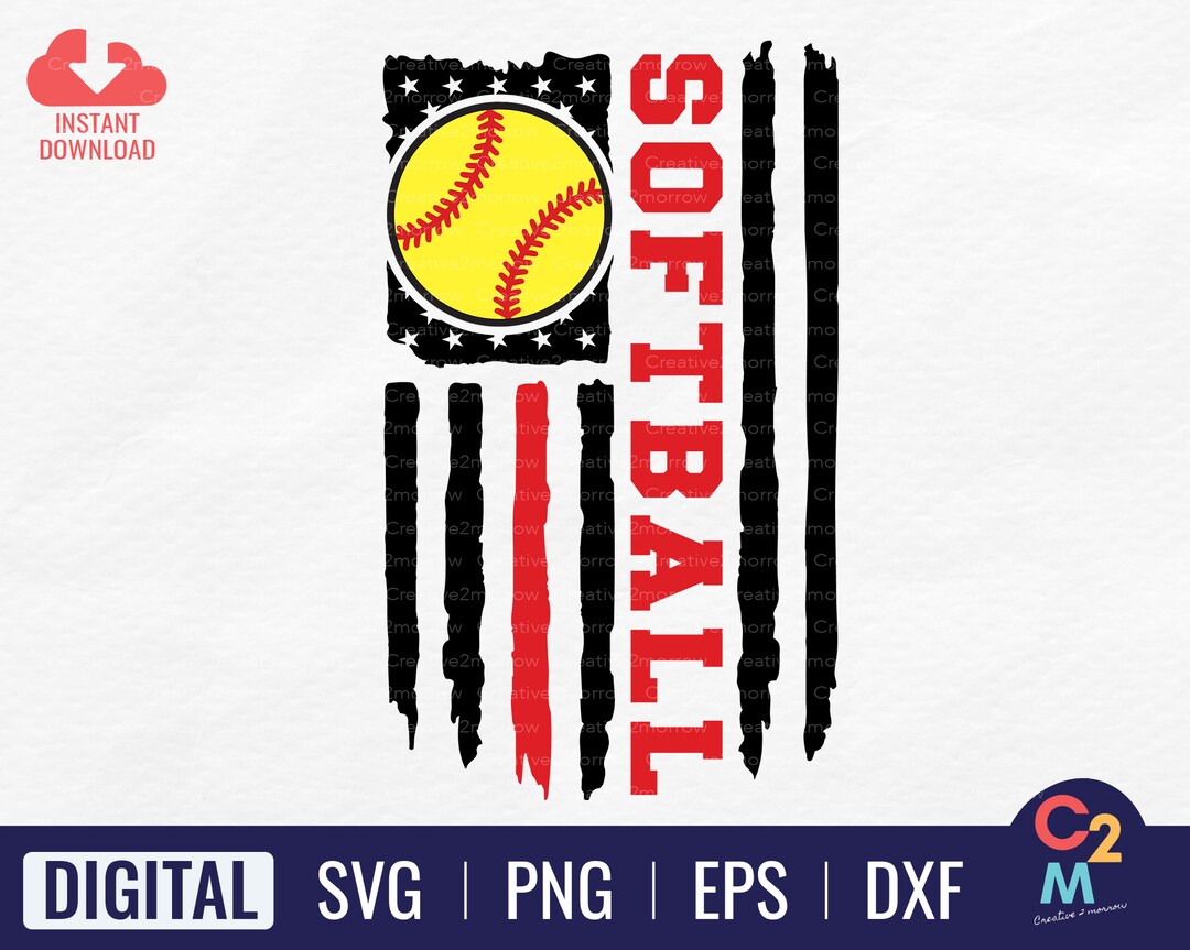 Softball American Flag SVG | Softball Usa Flag SVG | Softball Flag SVG ...