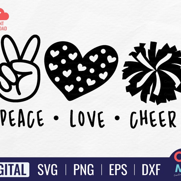 Peace Love Cheer Svg - Etsy