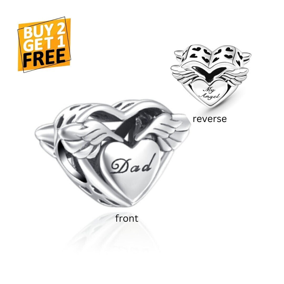 Dad Angel Wings Charm, Dad Memorial Charm, Daddys Girl Charm, S925 ...