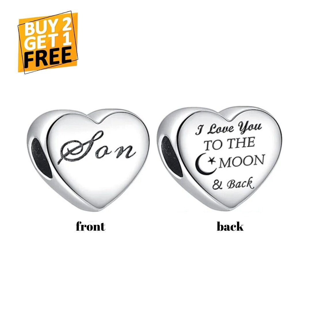 Son I Love You to the Moon and Back Charm, Son Silver Charm, S925 ...