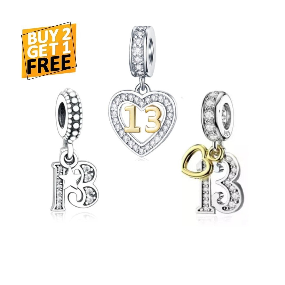 13th Birthday Celebration Charm, 13th Birthday Charm, S925 Silver ...