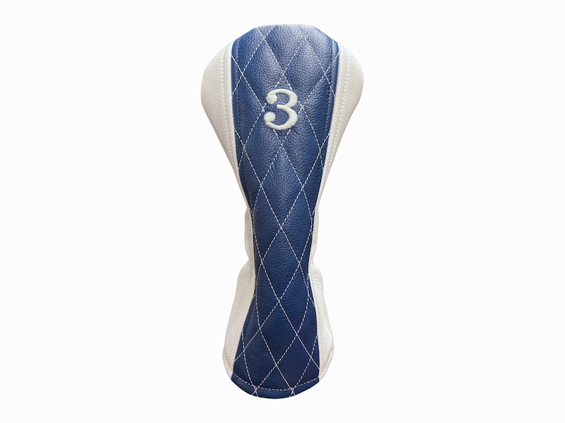 Pebbled Royal and Pebbled White Leather Quilted Golf Headcovers - Etsy
