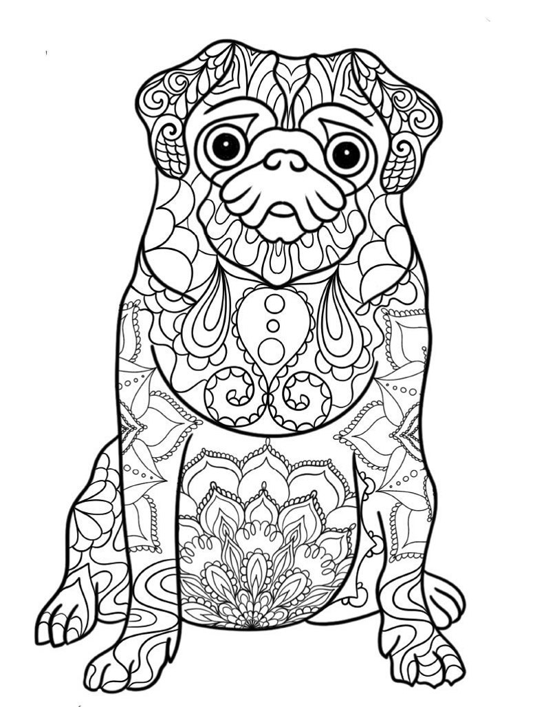 DOWNLOAD ONLY - Pug Mandala Coloring Page - Etsy