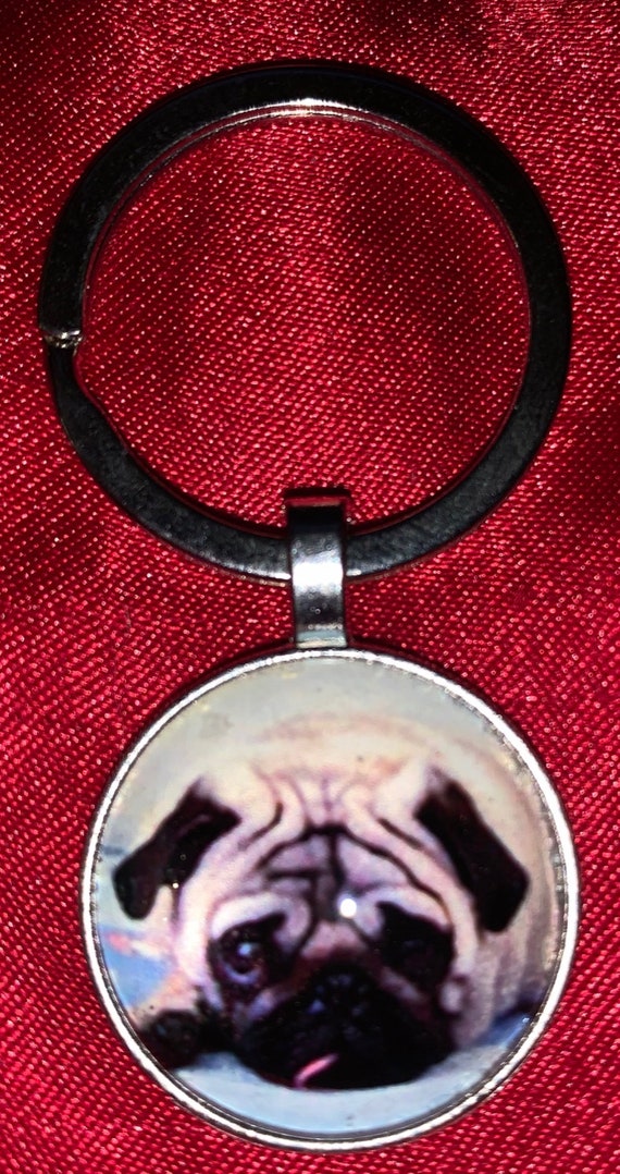 Pug Key Ring Fawn Pug Metal-Hard Plastic Cover | Etsy