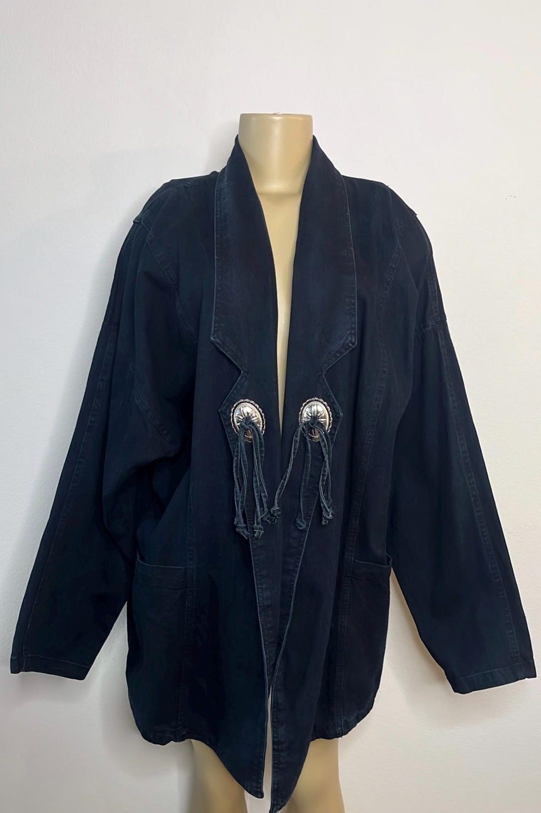 Vintage French Navy Western Denim Duster - Etsy