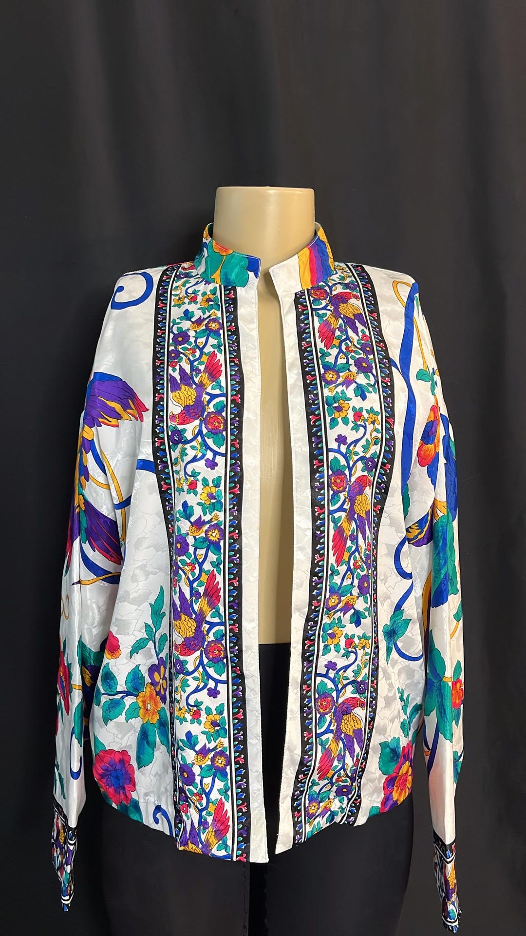 Vintage 80s Jordana Colorful Birds & Flowers Duster - Etsy