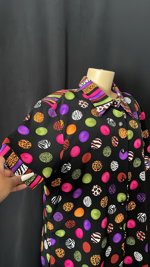 Vintage Brenda Goode Animal Print Polka Dot Blouse - Gem