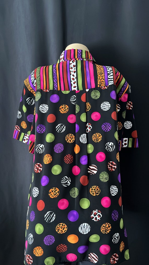 Vintage Brenda Goode Animal Print Polka Dot Blouse - Gem
