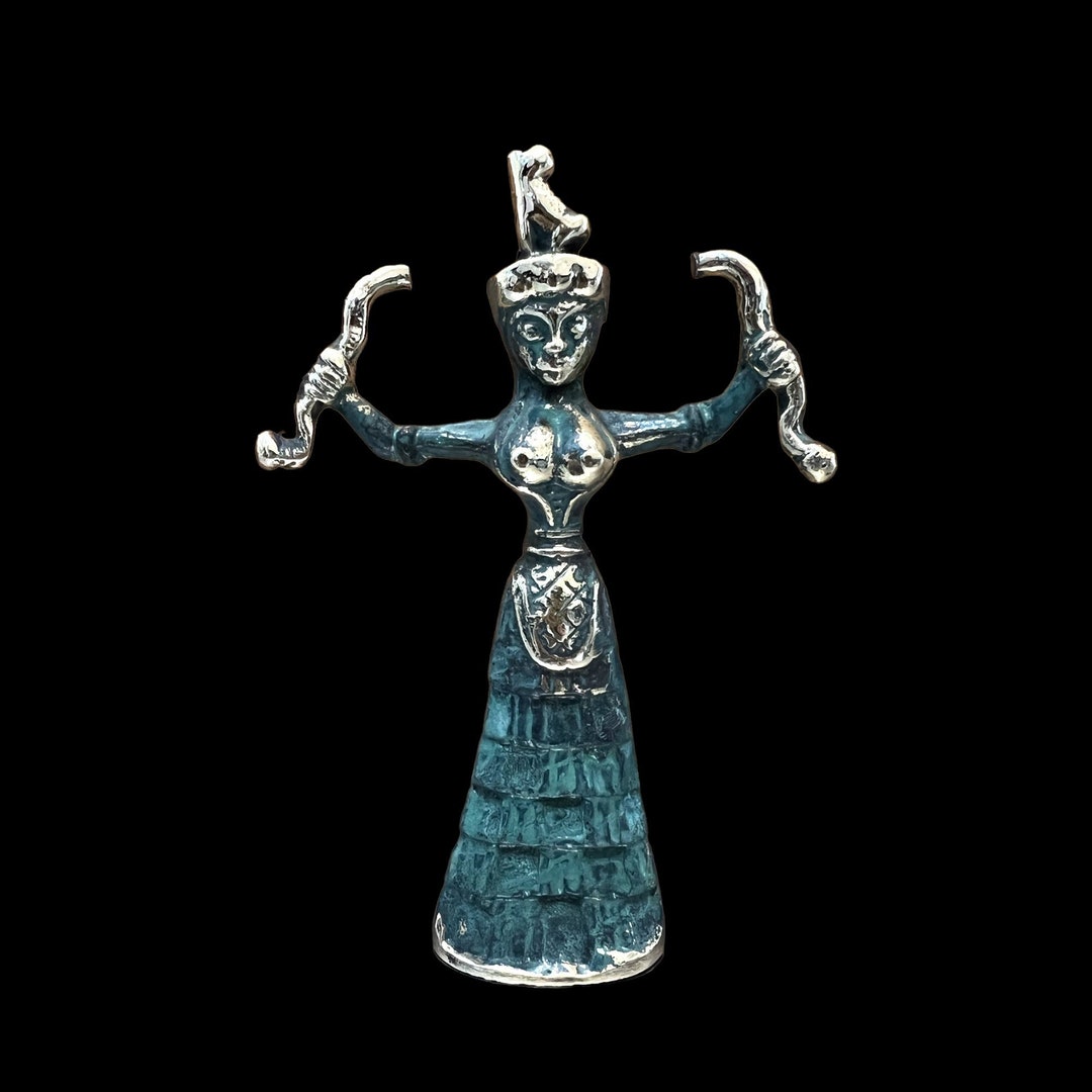 Minoan Snake Goddess Figurines, Bronze Metal Art Sculpture, Museum ...