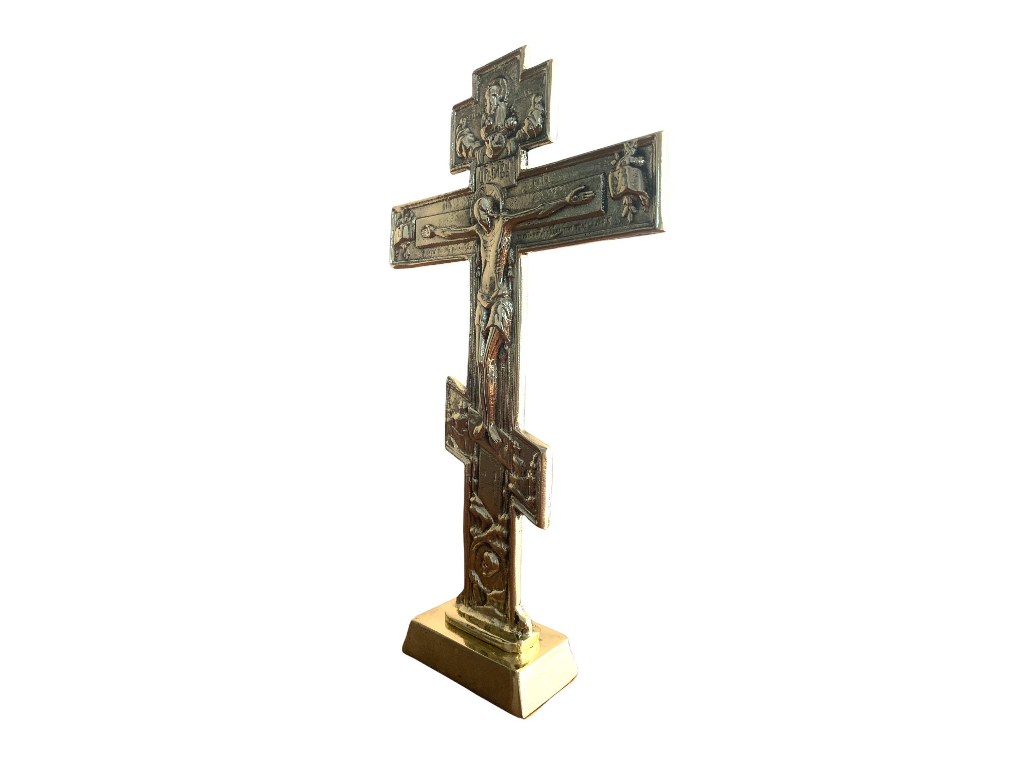 Bronze Metal Cross With Crucifix Vintage Orthodox Cross - Etsy