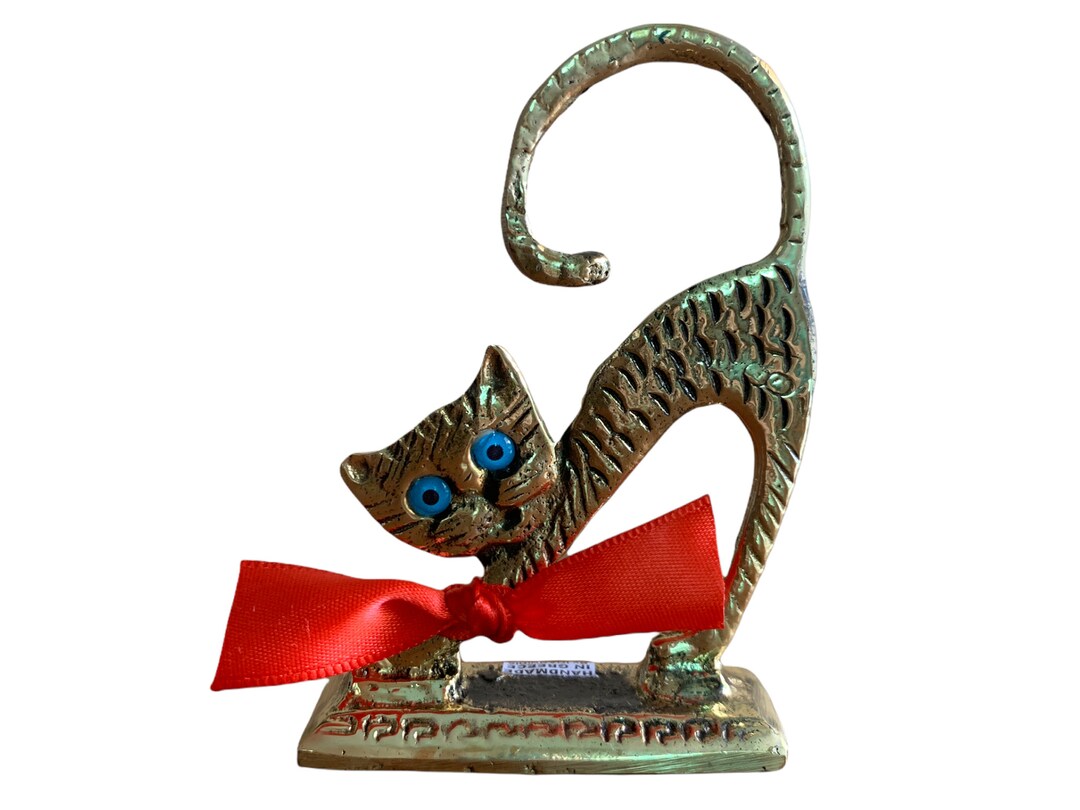 Cute Cat Statue, Bronze Office Decor, Metal Art Sculpture, Animals ...