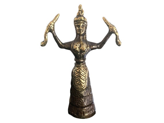 Minoan Snake Goddess Figurines Bronze Metal Art Sculpture - Etsy