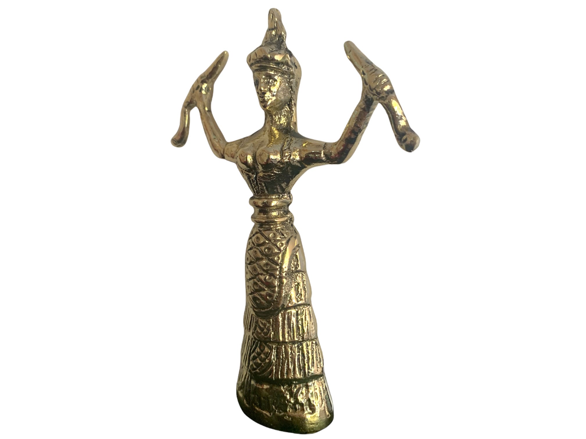 Minoan Snake Goddess Figurines, Bronze Metal Art Sculpture, Museum ...