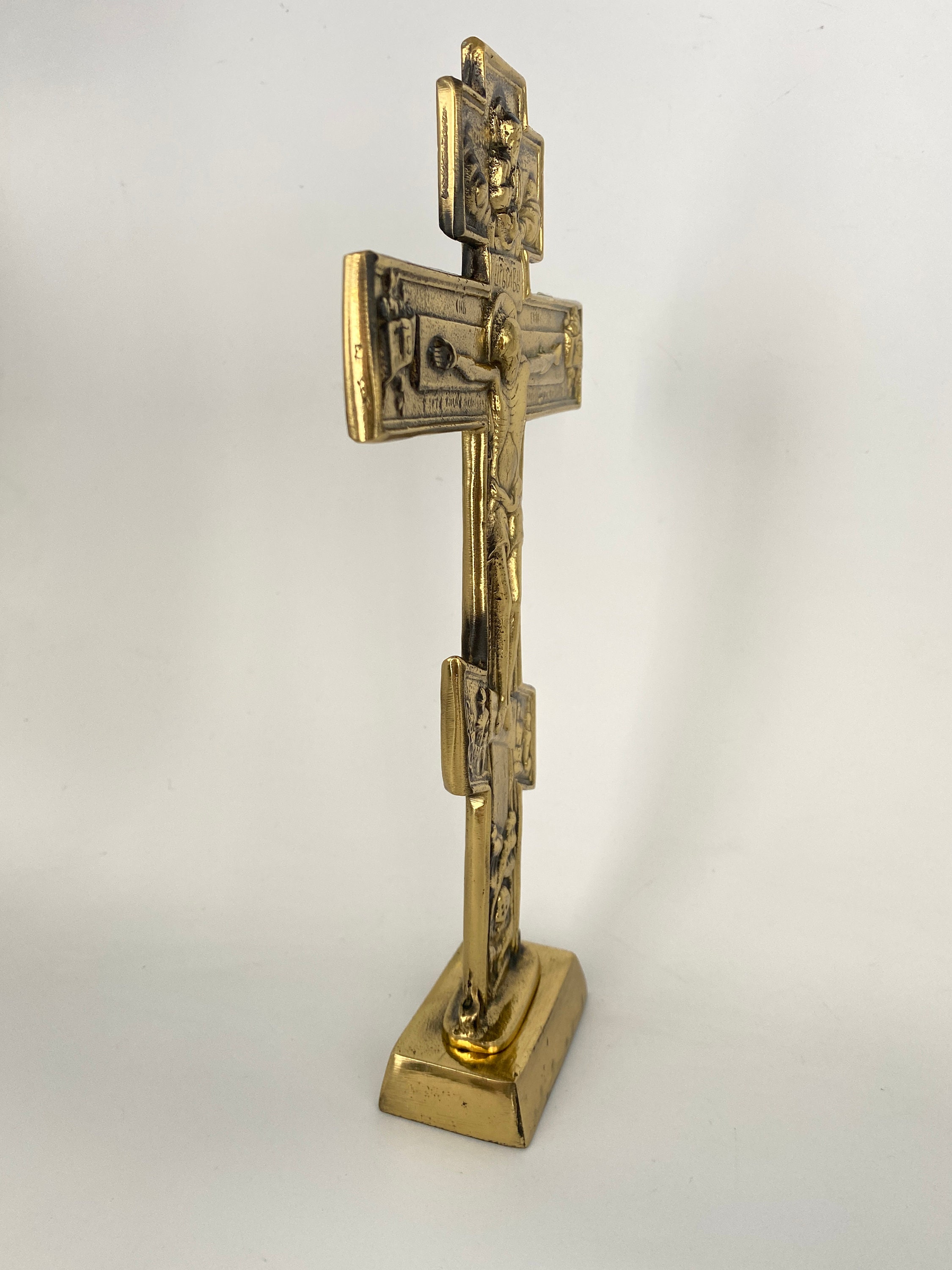 Bronze Metal Cross with Crucifix Vintage Orthodox Cross | Etsy