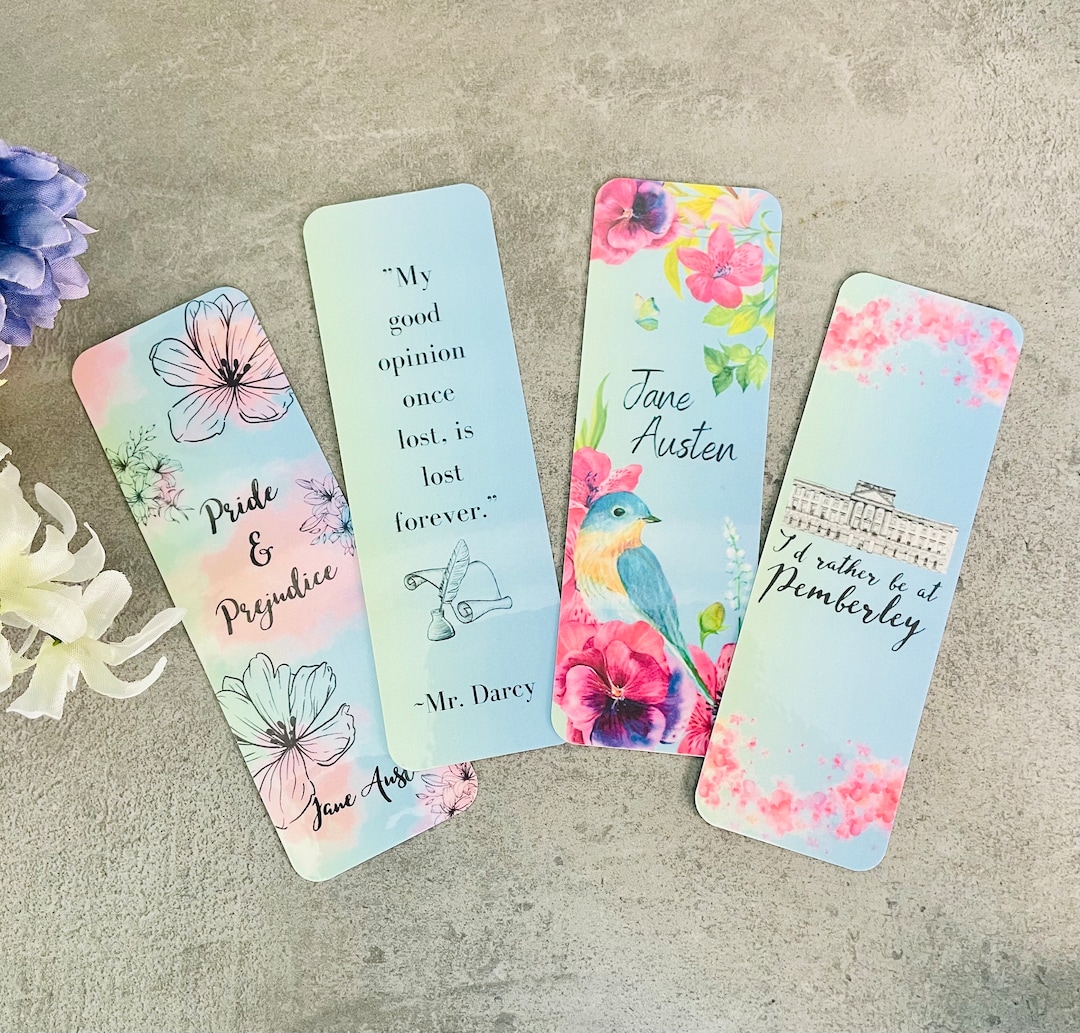 Jane Austen Blue Bookmarks Pride & Prejudice Quote Bookmarks Blue 4 ...