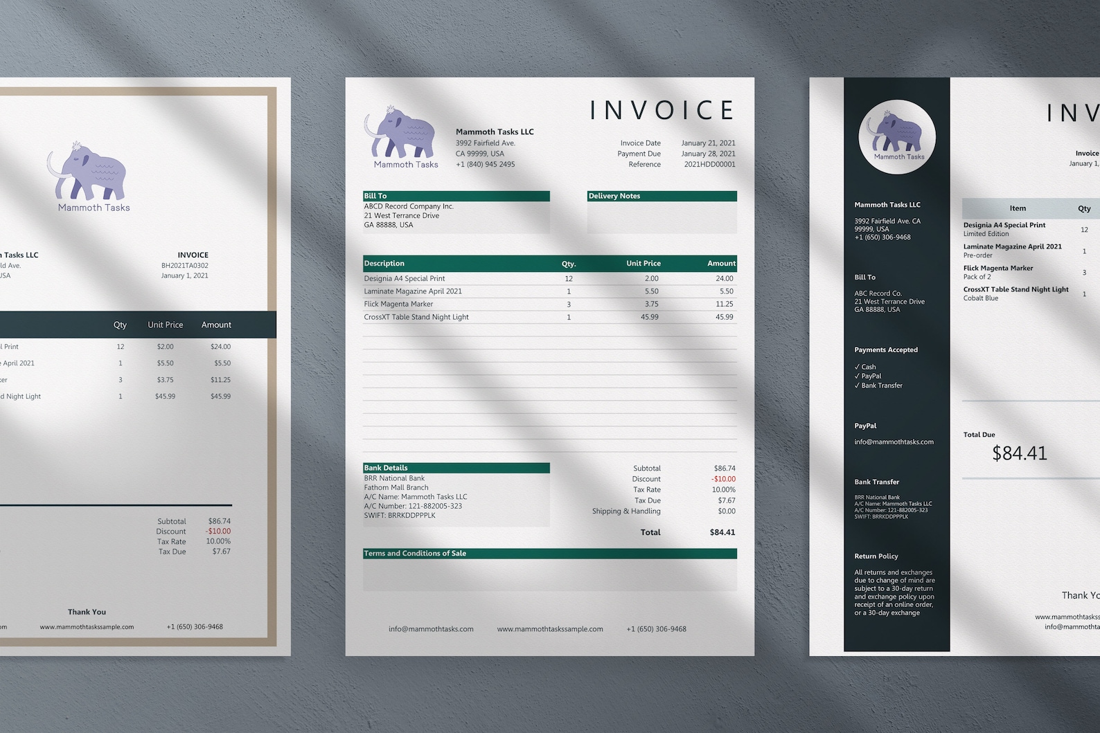 Excel Invoice Template Bundle - Editable Invoice Form, Printable ...