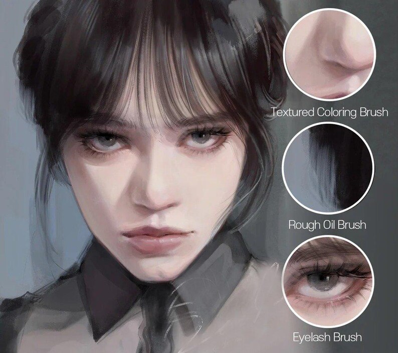 9 Texture Types of Procreate Brush for Portrait, Procreate Brush Set ...