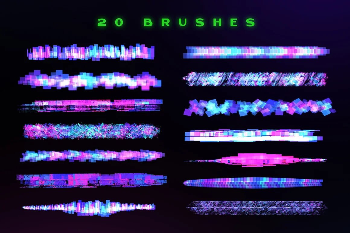 Procreate Glitch Lettering Brushes & Swatches, Neon Fonts, Procreate ...