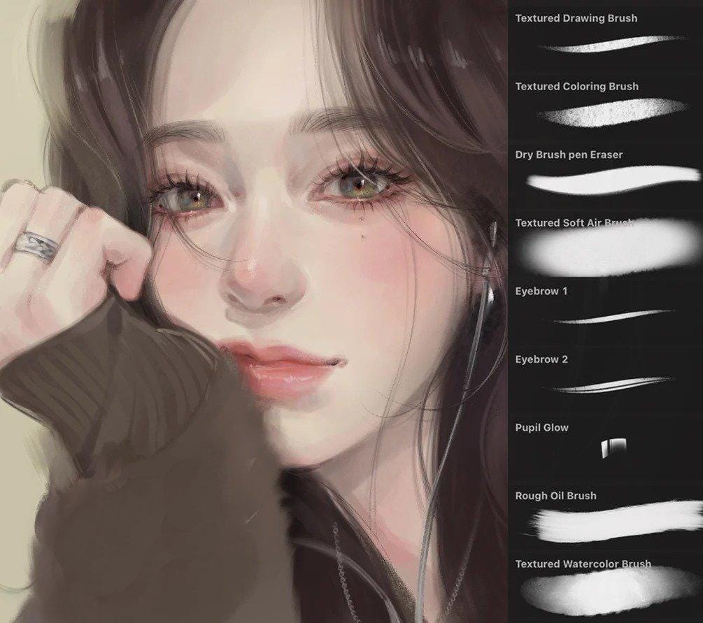 9 Texture Types of Procreate Brush for Portrait, Procreate Brush Set, Texture Brushes Packs ...