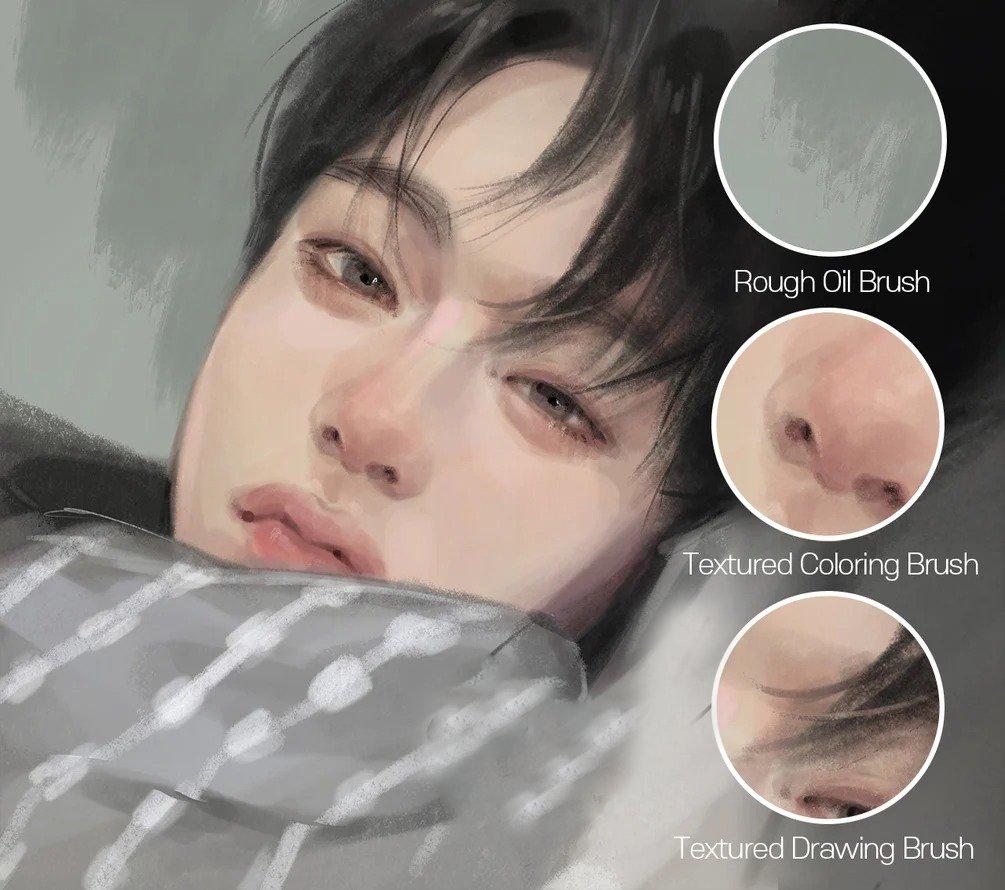 9 Texture Types of Procreate Brush for Portrait, Procreate Brush Set ...