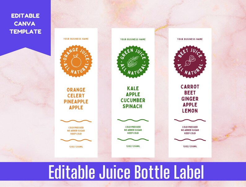 Editable Juice Bottle Label Template, Canva Template, Beverage Bottle ...
